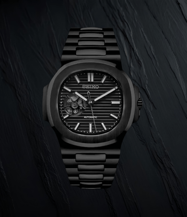 Seiko Mod Nautilus All Black (Open Heart) – NeoLux Watch & Co
