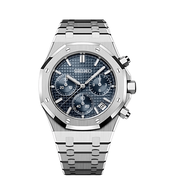 Seiko Mod Royal Oak Chronograph Blue – NeoLux Watch & Co